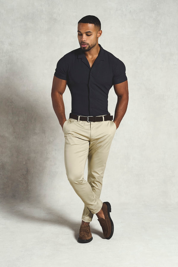 Textured Cuban Collar Shirt in Graphite