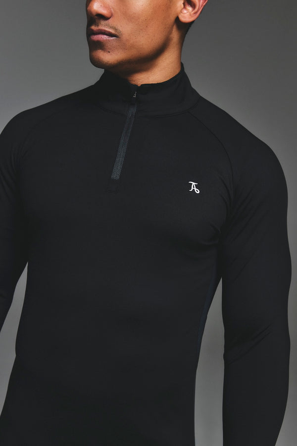 Training Quarter Zip in Black Stylish Performance Fit