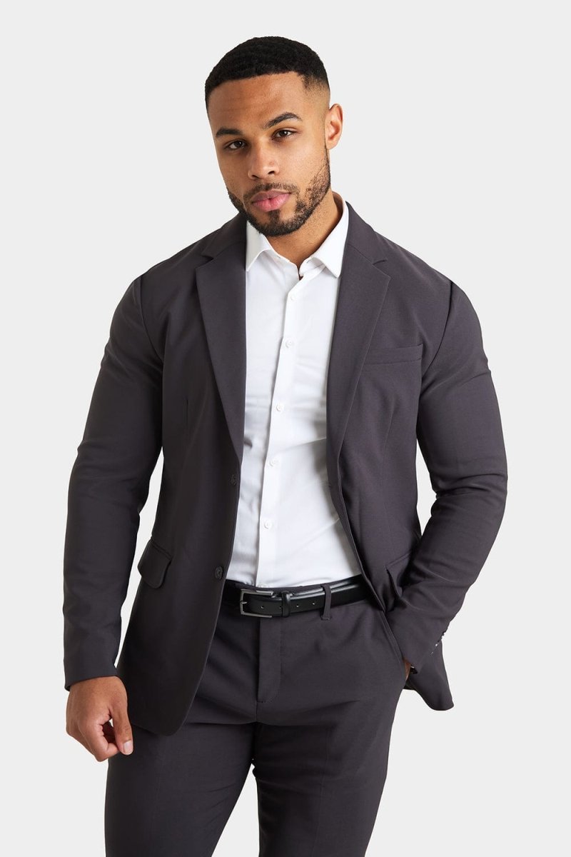 True Muscle Fit Tech Suit Jacket in Slate Grey