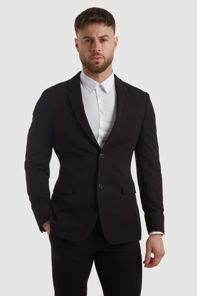 True Muscle Fit Suit Jacket in Black